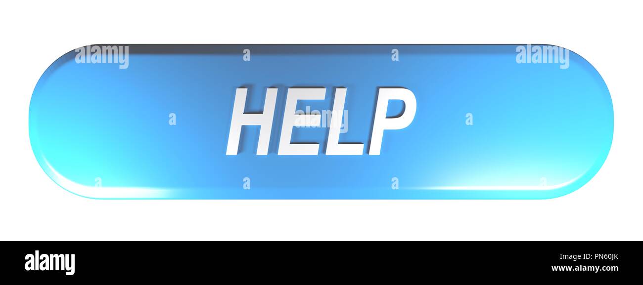 Blue rounded rectangle push button HELP - 3D rendering Stock Photo - Alamy