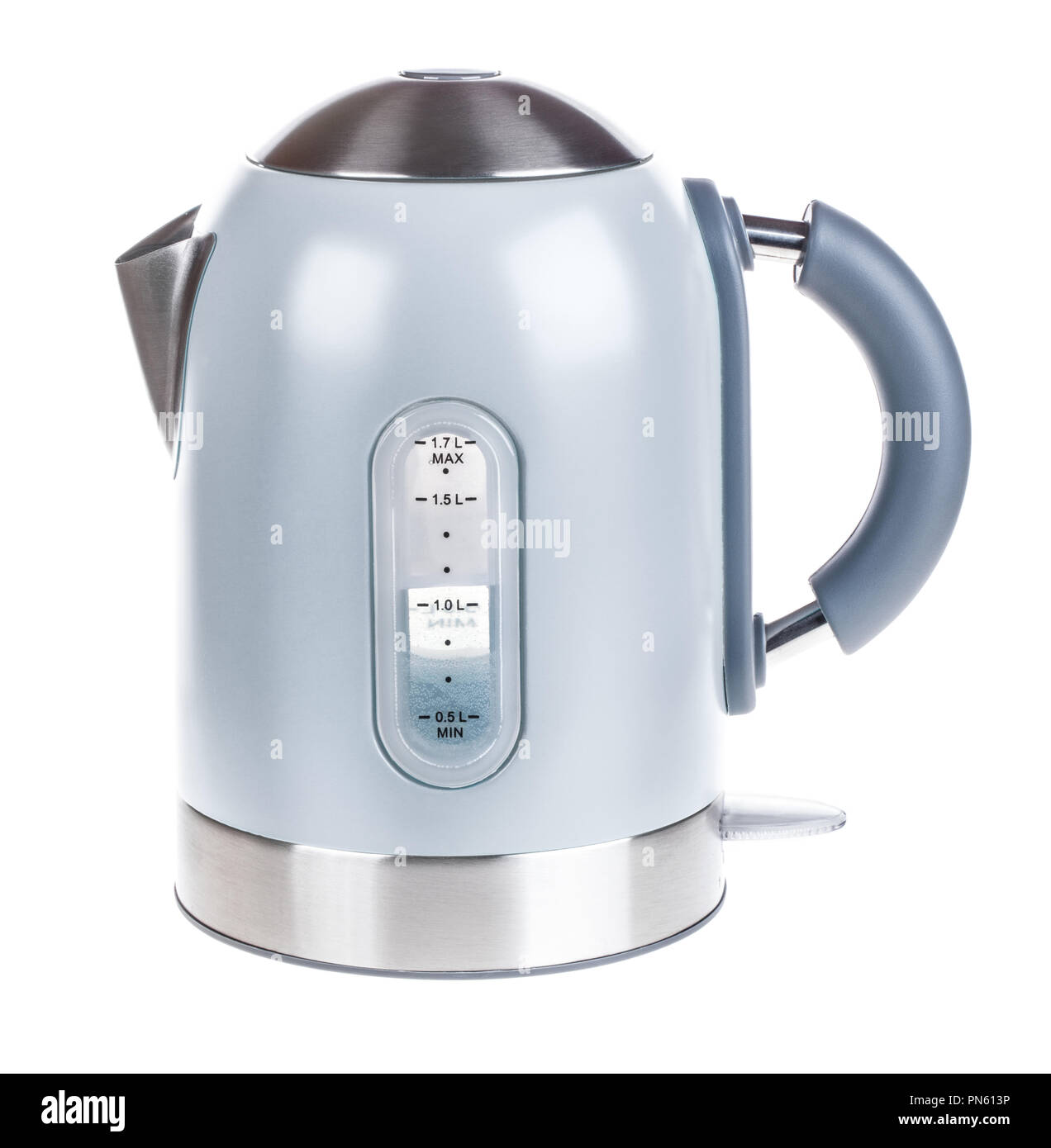 Grey electric kettle isolated on white Stock Photo - Alamy