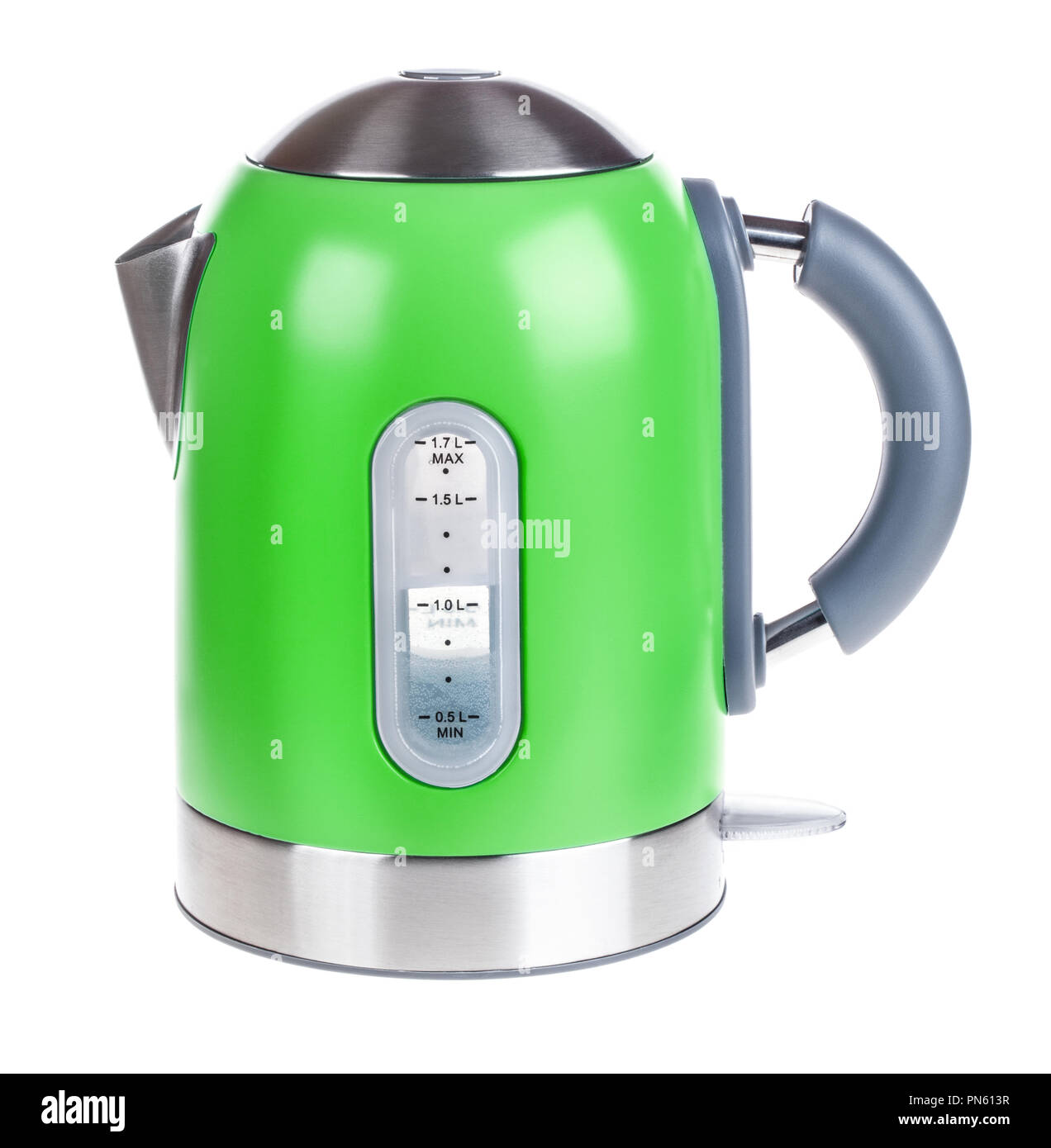 Green electric kettle isolated on white Stock Photo - Alamy