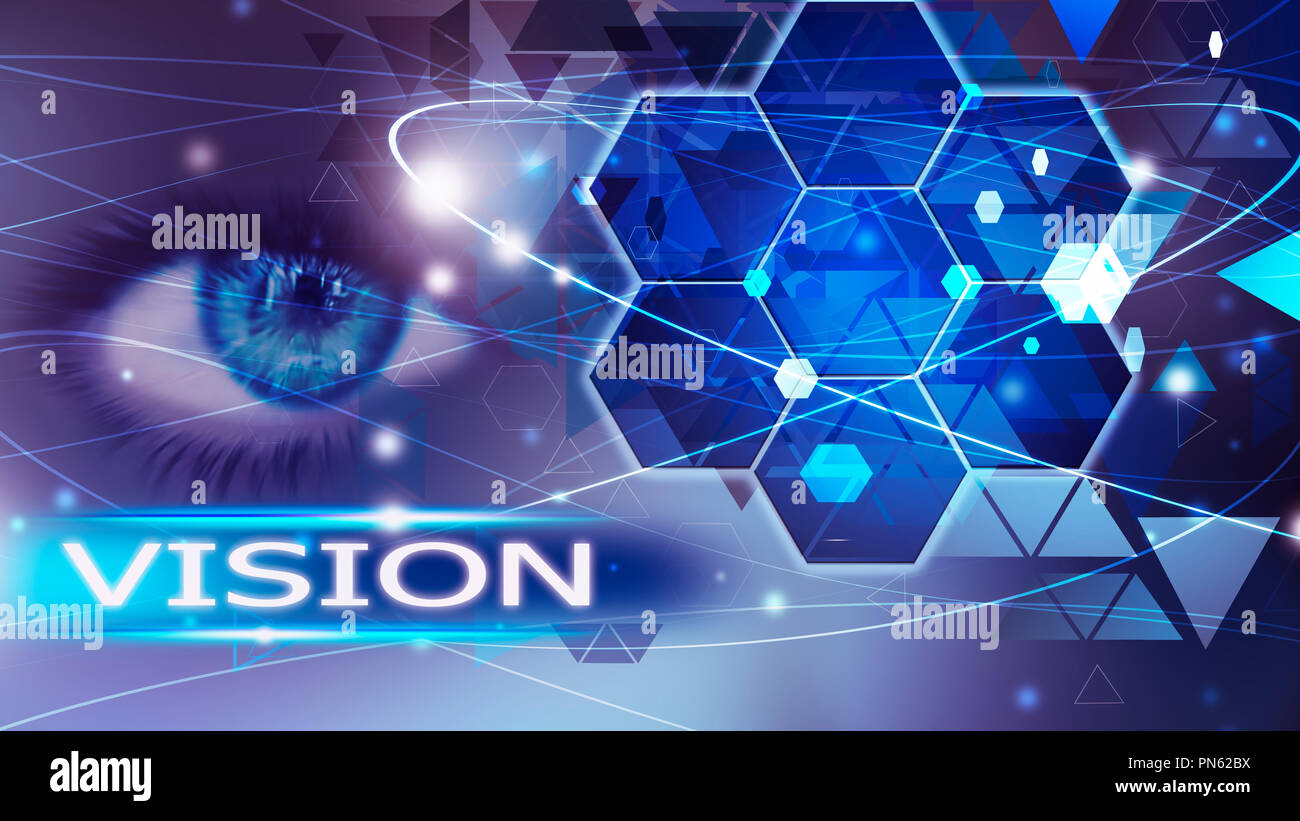 Vision future background abstract blue concept solution eye Stock Photo ...