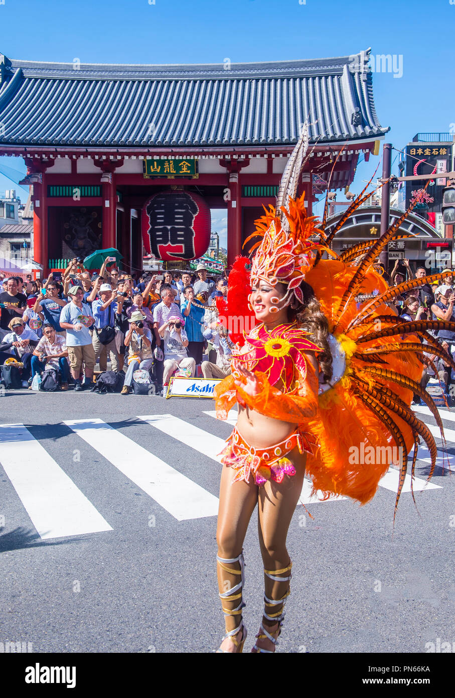 Participant in the Asakusa samba carnival in Tokyo Japan Stock Photo ...