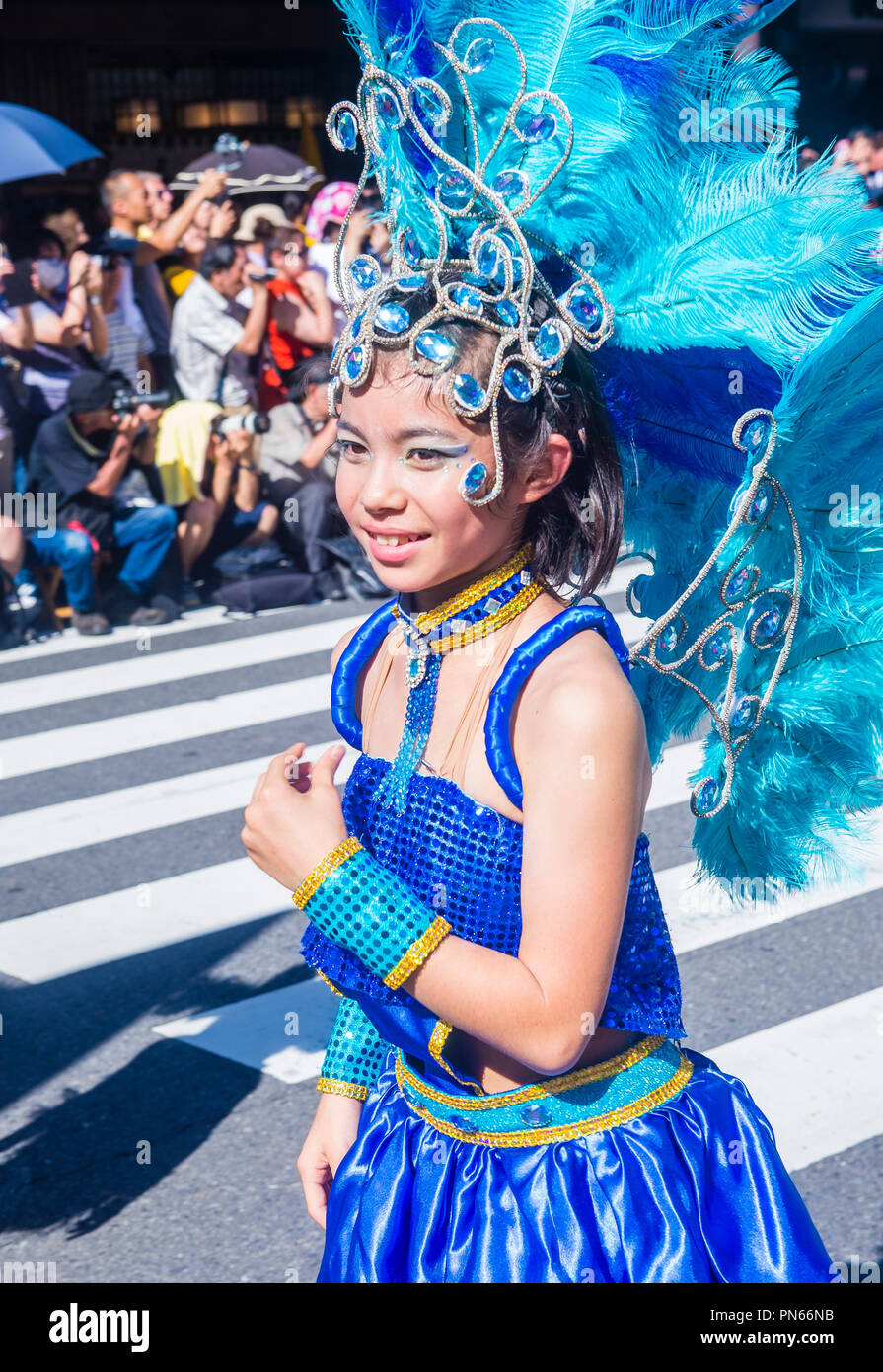 Participant in the Asakusa samba carnival in Tokyo Japan Stock Photo ...