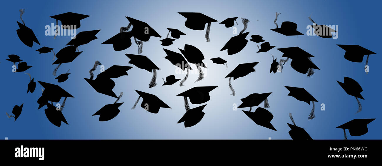 Flying Graduation Cap Silhouette