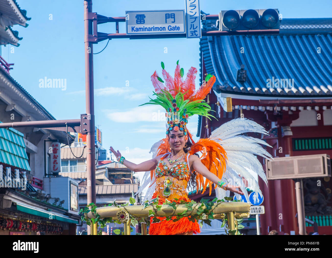 Participant in the Asakusa samba carnival in Tokyo Japan Stock Photo ...