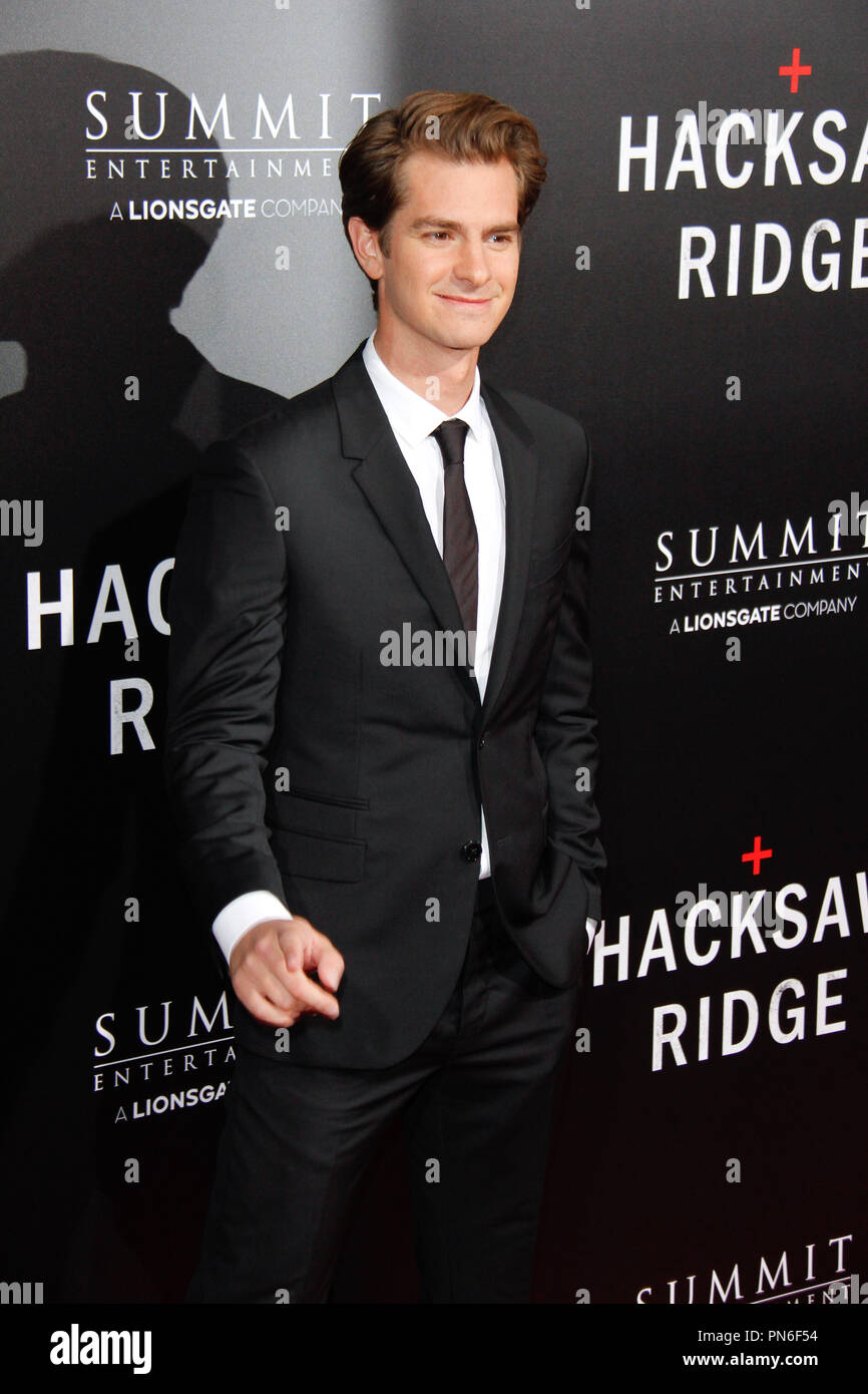 Andrew Garfield at the Premiere of Lionsgate's "Hacksaw Ridge" held at ...