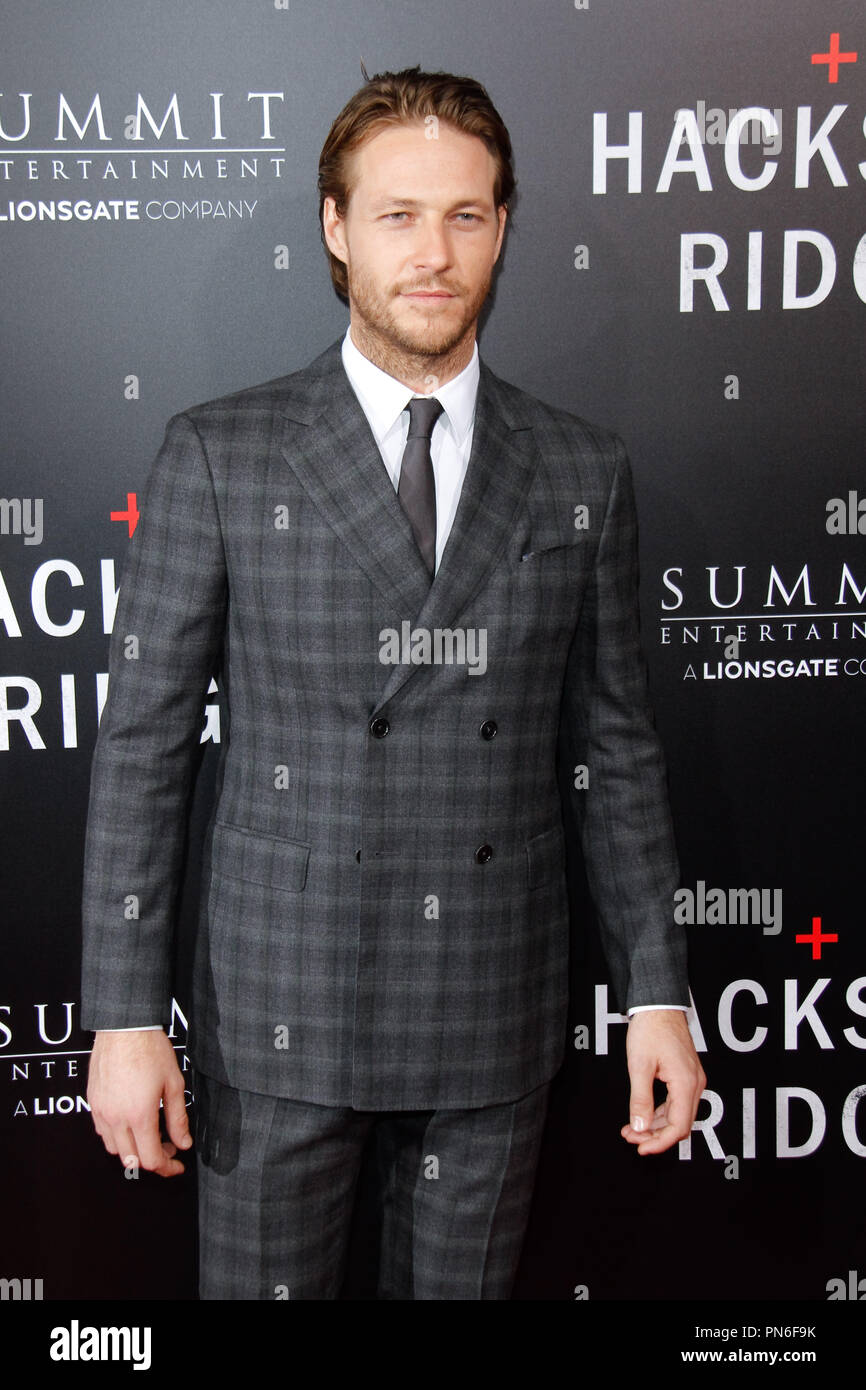 Luke Bracey at the Premiere of Lionsgate's "Hacksaw Ridge" held at the ...