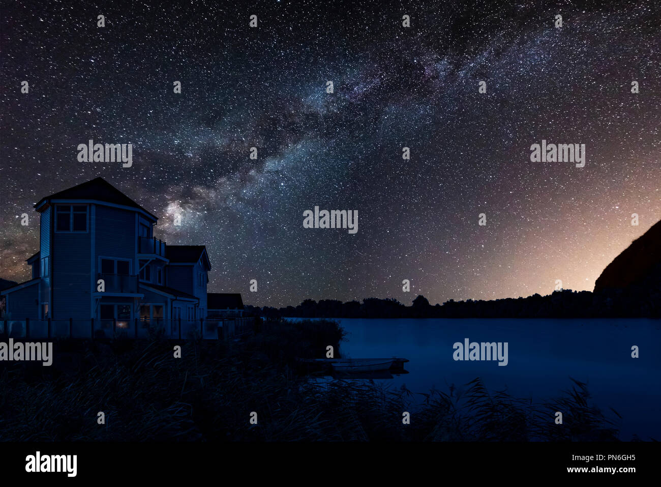 Beautiful night sky astrophotography landscape image of stars over ...