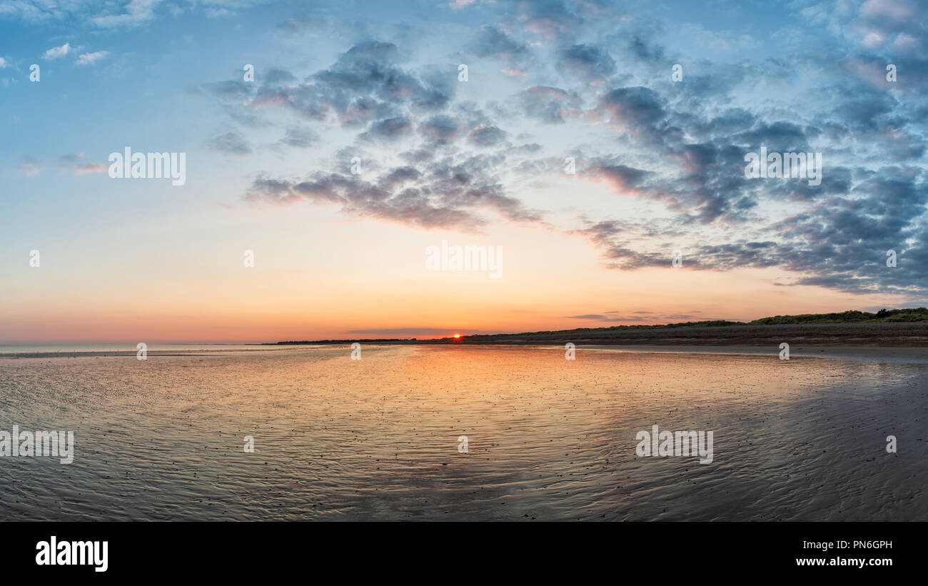 Beautiful colorful Summer sunset beach landscape with stunning sky and ...
