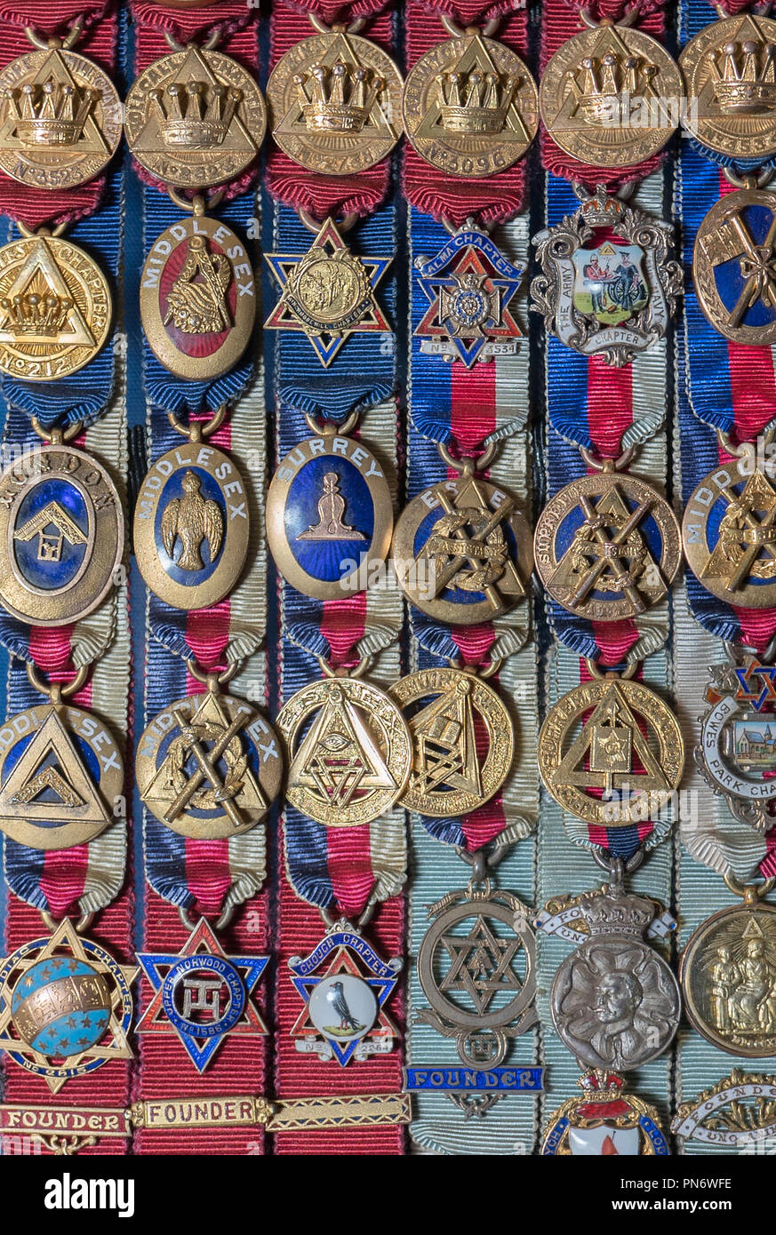London, UK. 20th September 2018. A collection of miniature Freemasons ...