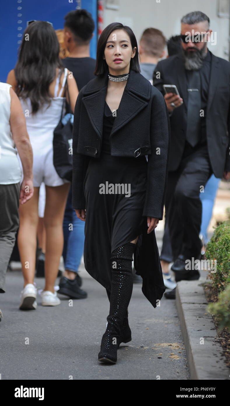 Milan, Victoria Song Qian in the center during a shooting Victoria Song ...