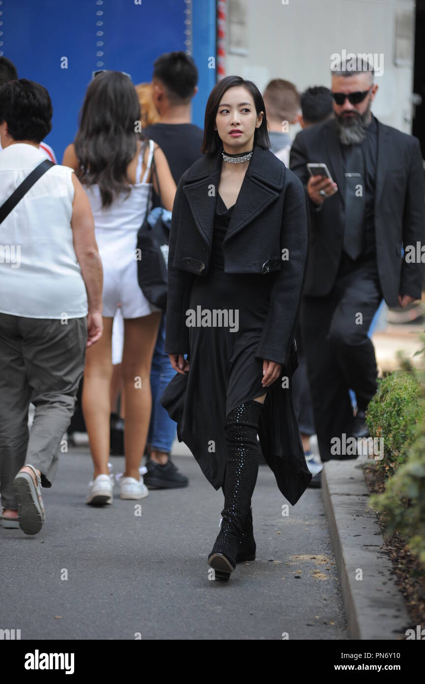 Milan, Victoria Song Qian in the center during a shooting Victoria Song ...