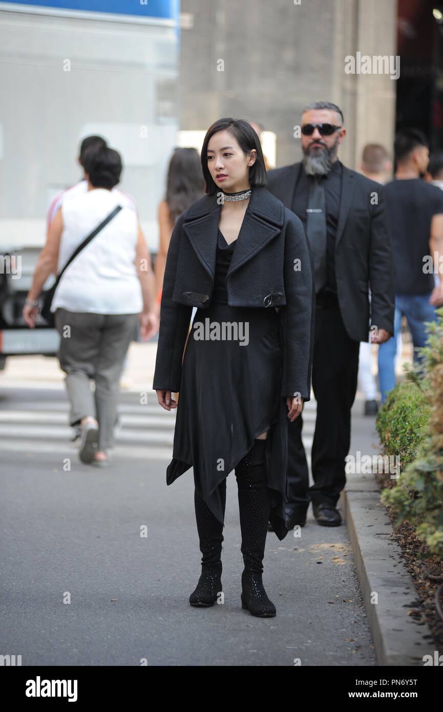 Milan, Victoria Song Qian in the center during a shooting Victoria Song ...