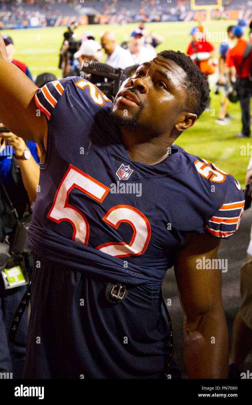 Chicago, Illinois, USA. 17th Sep, 2018. - Bears #52 Khalil Mack signs ...