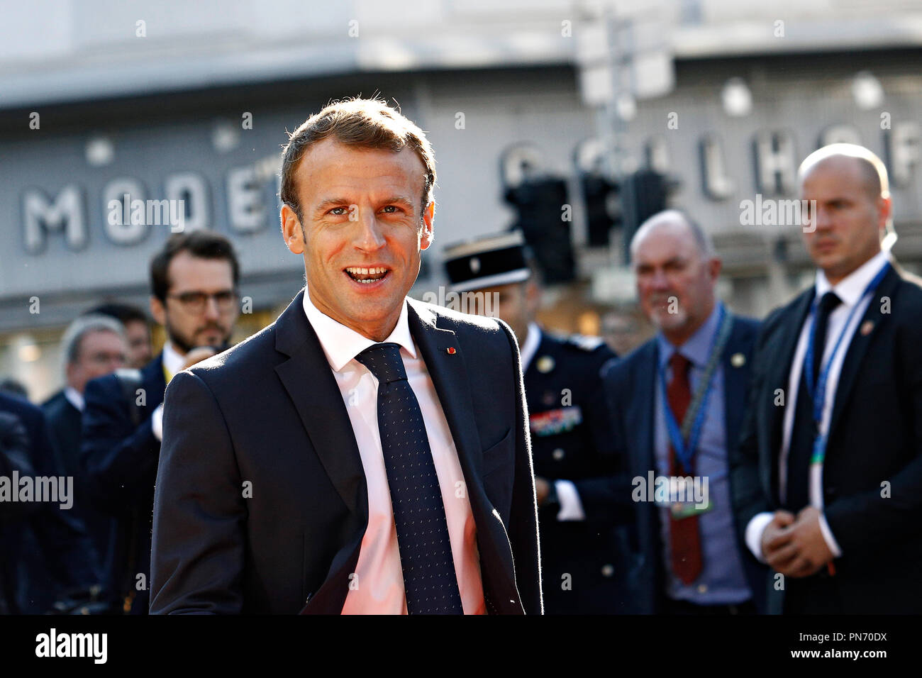 Salzburg, Austria 20th Sep. 2018. President of France, Emmanuel Macron ...