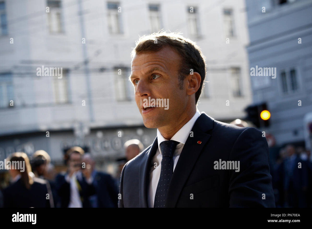 Salzburg, Austria 20th Sep. 2018. President of France, Emmanuel Macron ...