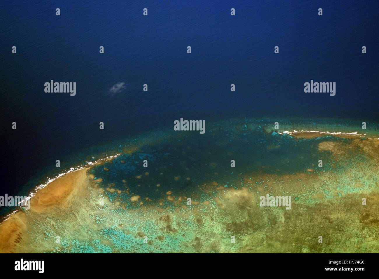 Aerial view of northern Great Barrier Reef, Queensland, Australia Stock ...
