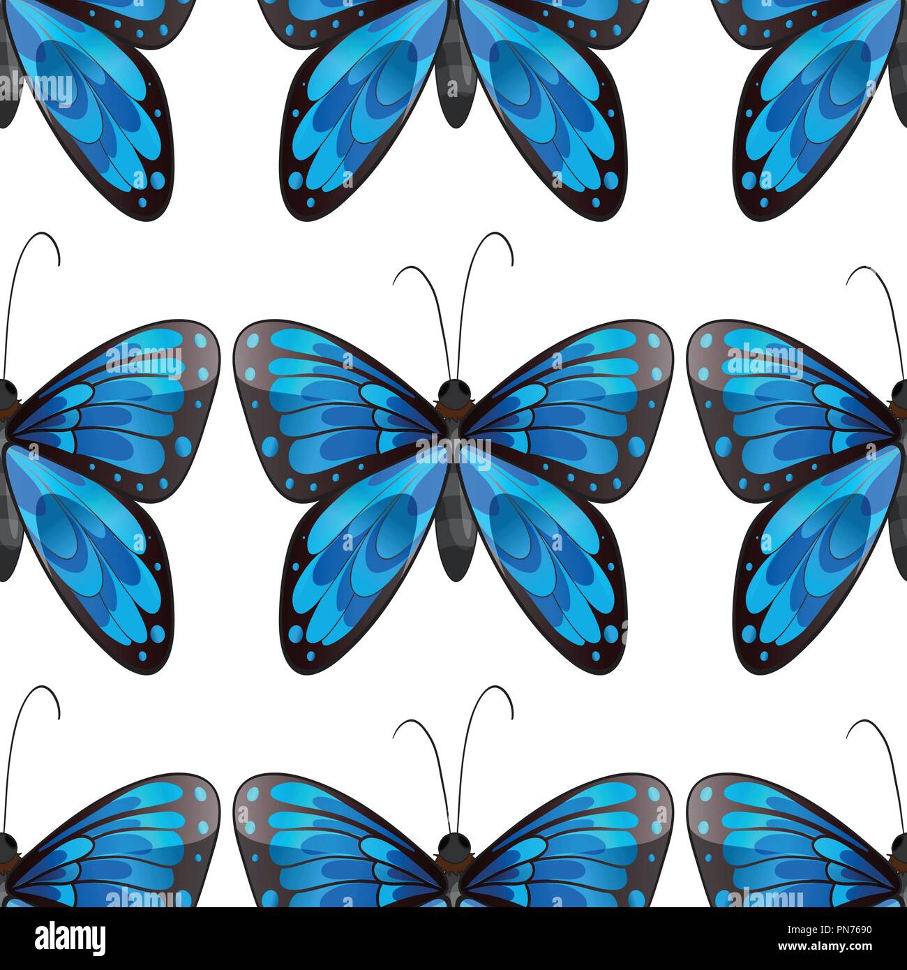 Blue butterfly seamless pattern illustration Stock Vector Image & Art ...