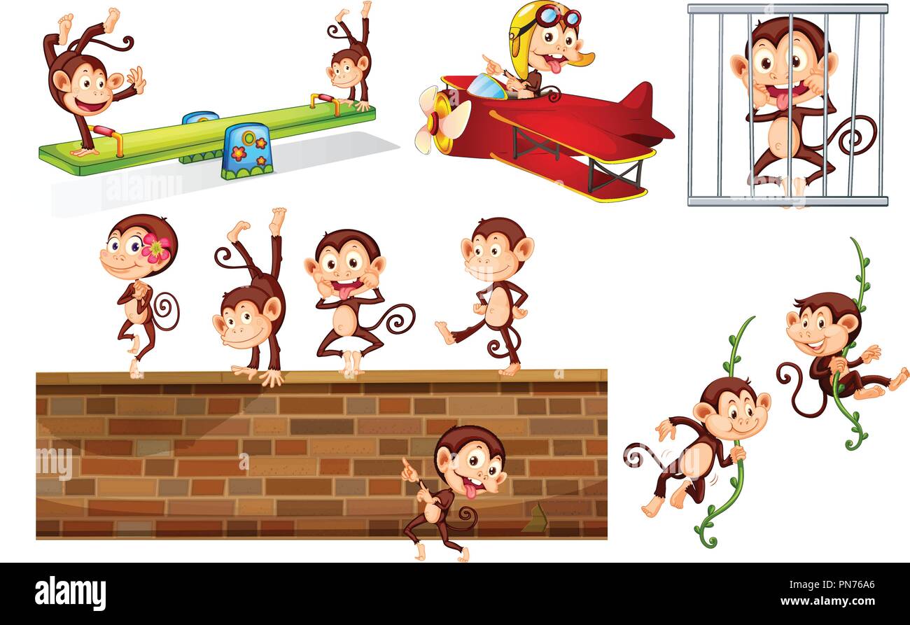A set of playful monkey illustration Stock Vector Image & Art - Alamy
