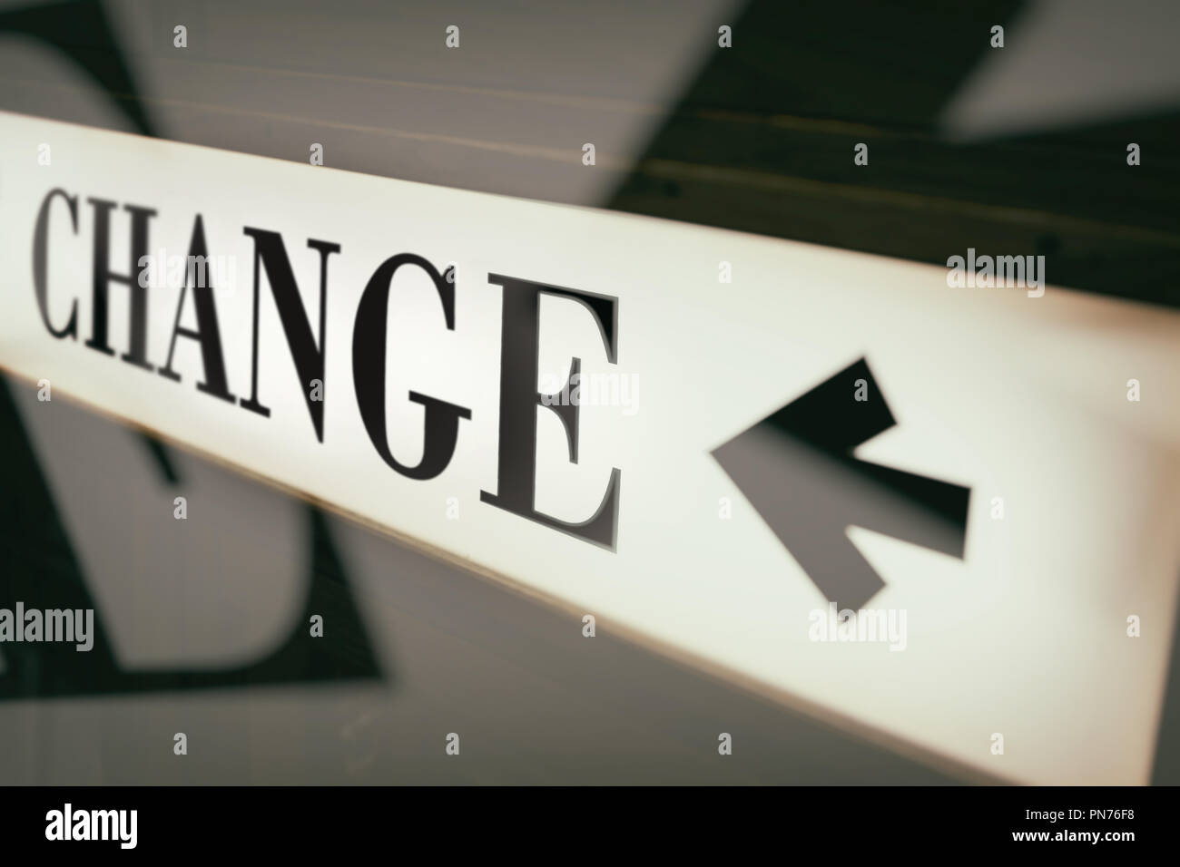 sign of word change and direction arrow Stock Photo - Alamy
