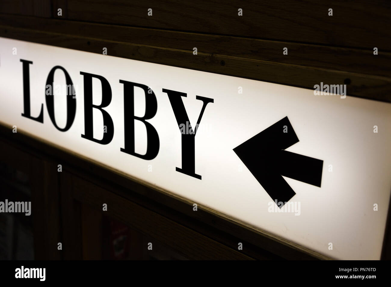 sign of word lobby and direction arrow Stock Photo - Alamy