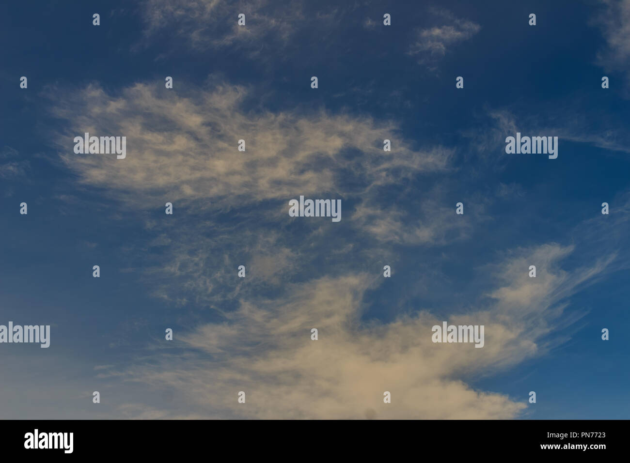 Sky clear blue white cirrus clouds sunny day early morning hi-res stock ...