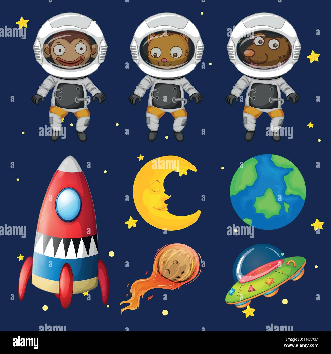 Set of space animals element illustration Stock Vector Image & Art - Alamy