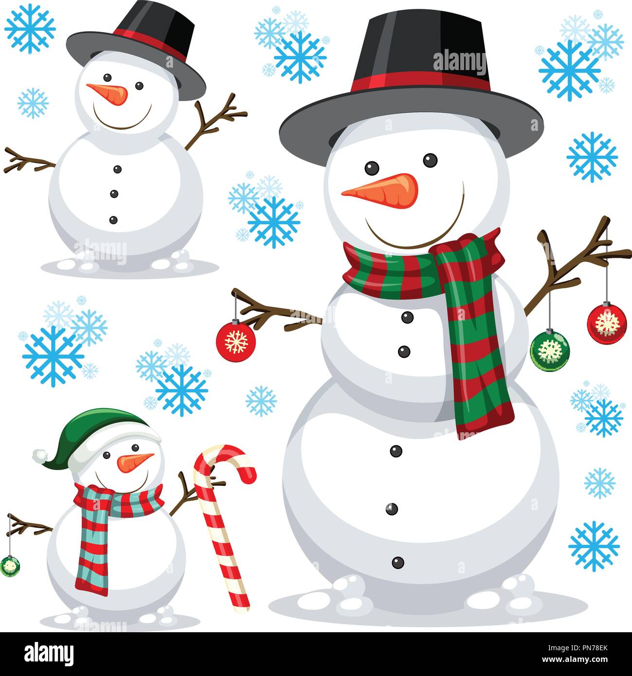 different snowman on white template illustration Stock Vector Image ...