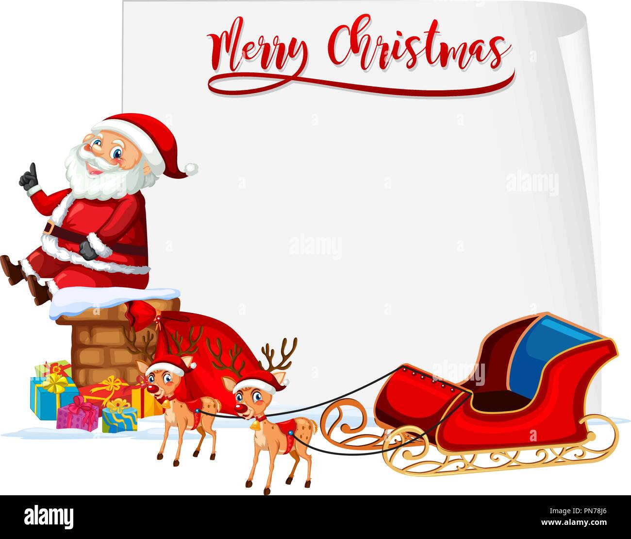 Merry Christmas santa and sleigh concept illustration Stock Vector ...