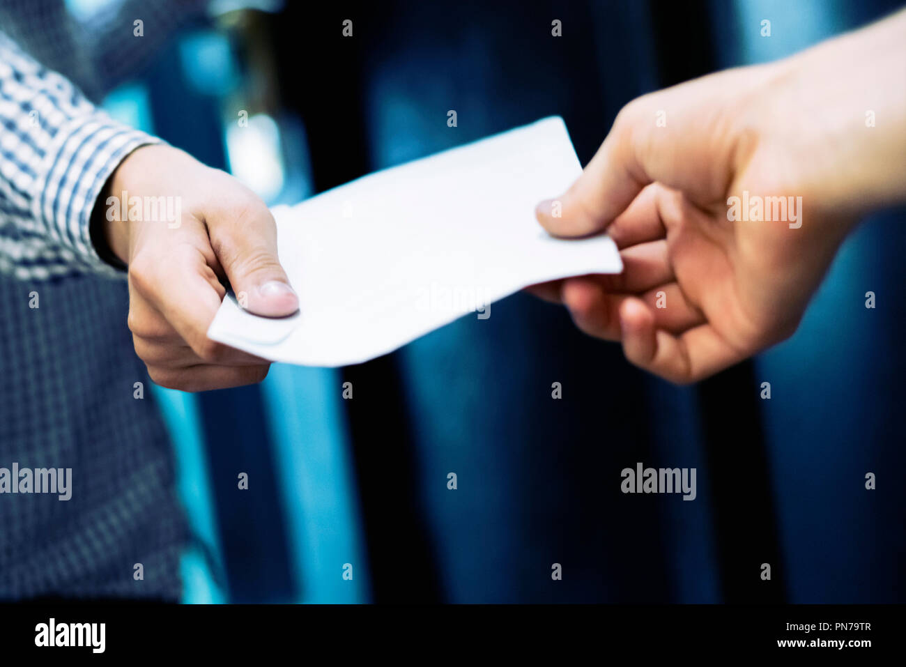 young postman brings the letter envelope delivery to home Stock Photo ...