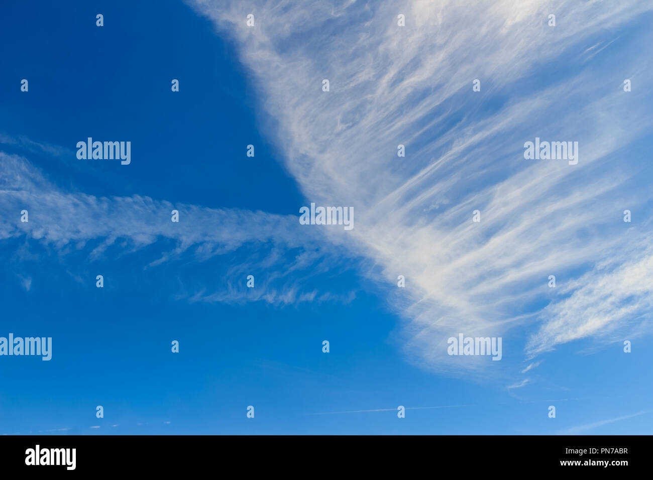 Sparse clouds in the blue sky morning background. Fluffy clouds in the ...
