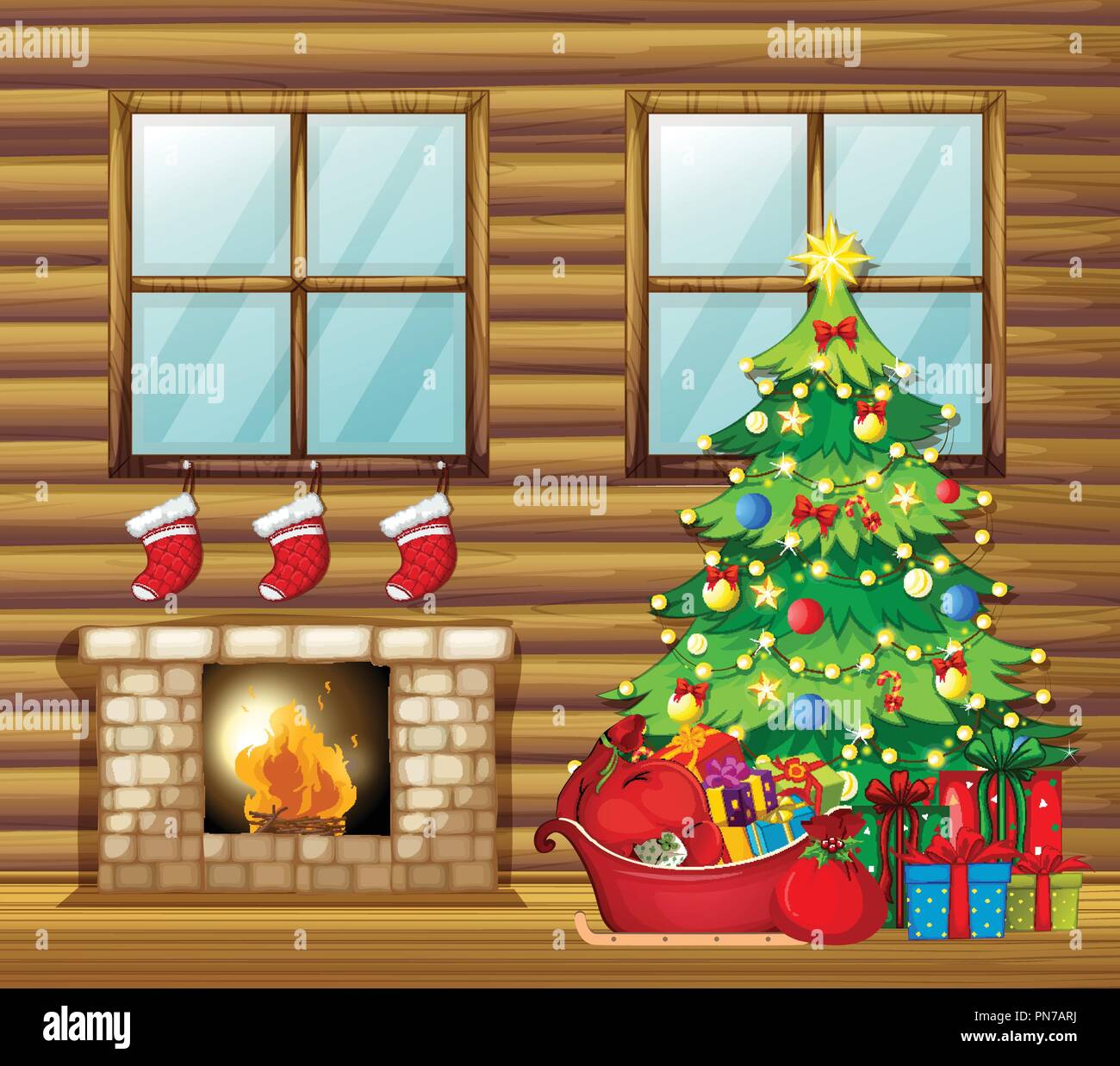 Christmas sock ribbon in Stock Vector Images - Alamy