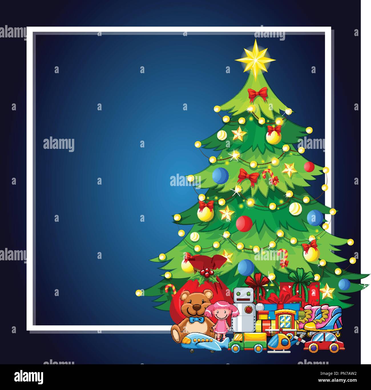 A christmas tree and present frame illustration Stock Vector Image ...