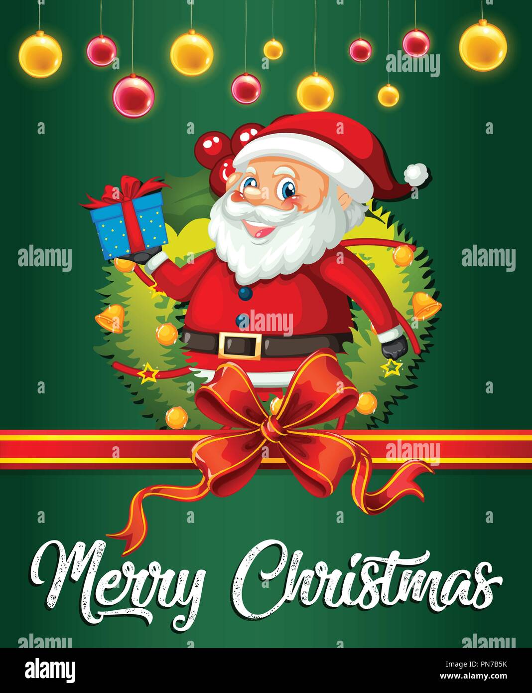 Santa on christmas card template illustration Stock Vector Image & Art ...