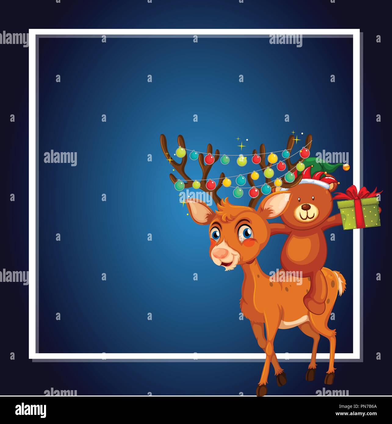 Teddy bear riding deer border illustration Stock Vector Image & Art - Alamy