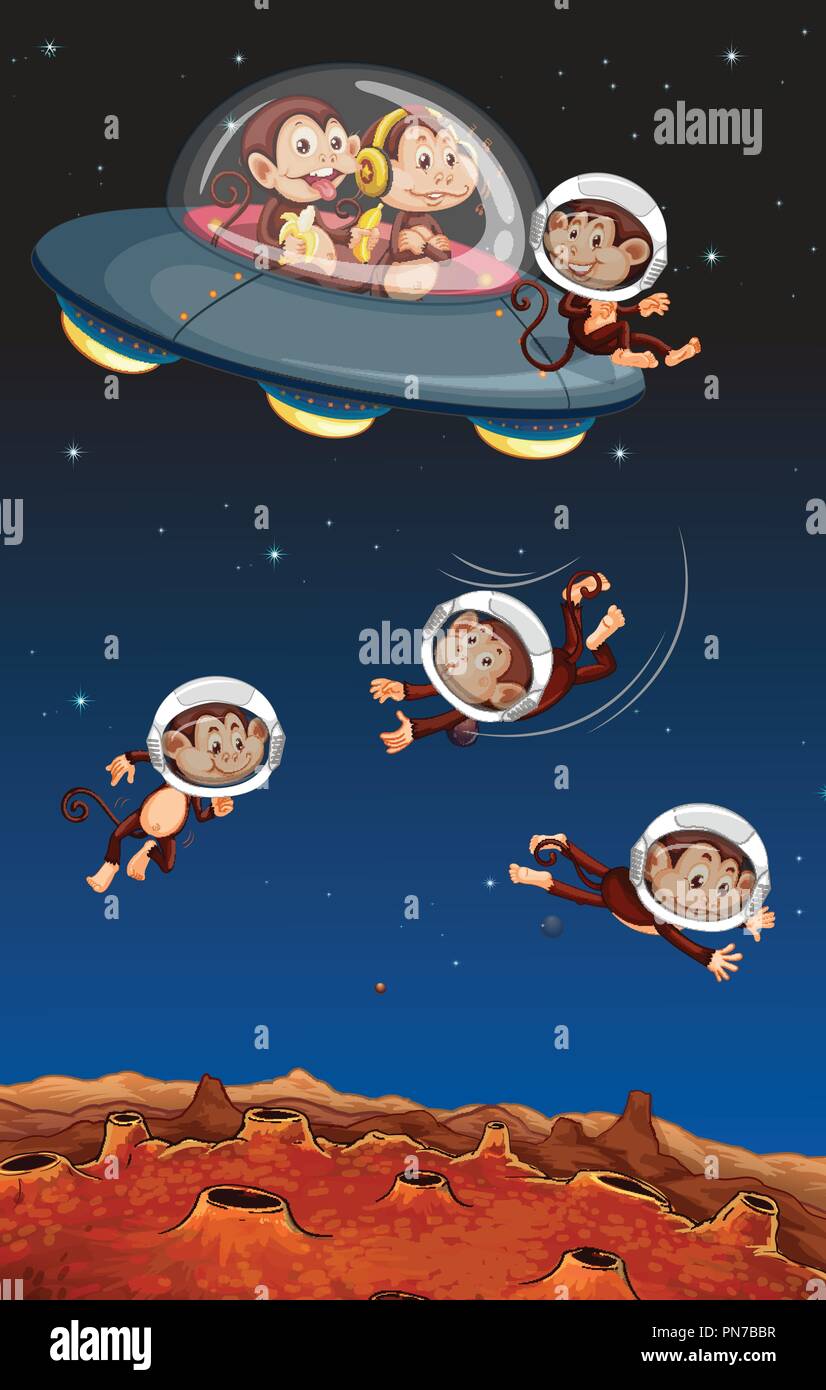 Monkey on the space illustration Stock Vector Image & Art - Alamy