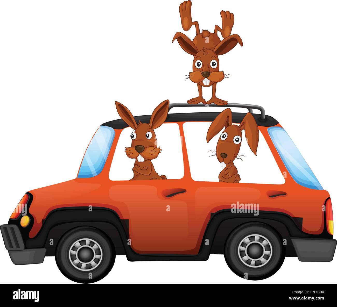 Rabbit in the car illustration Stock Vector Image & Art - Alamy