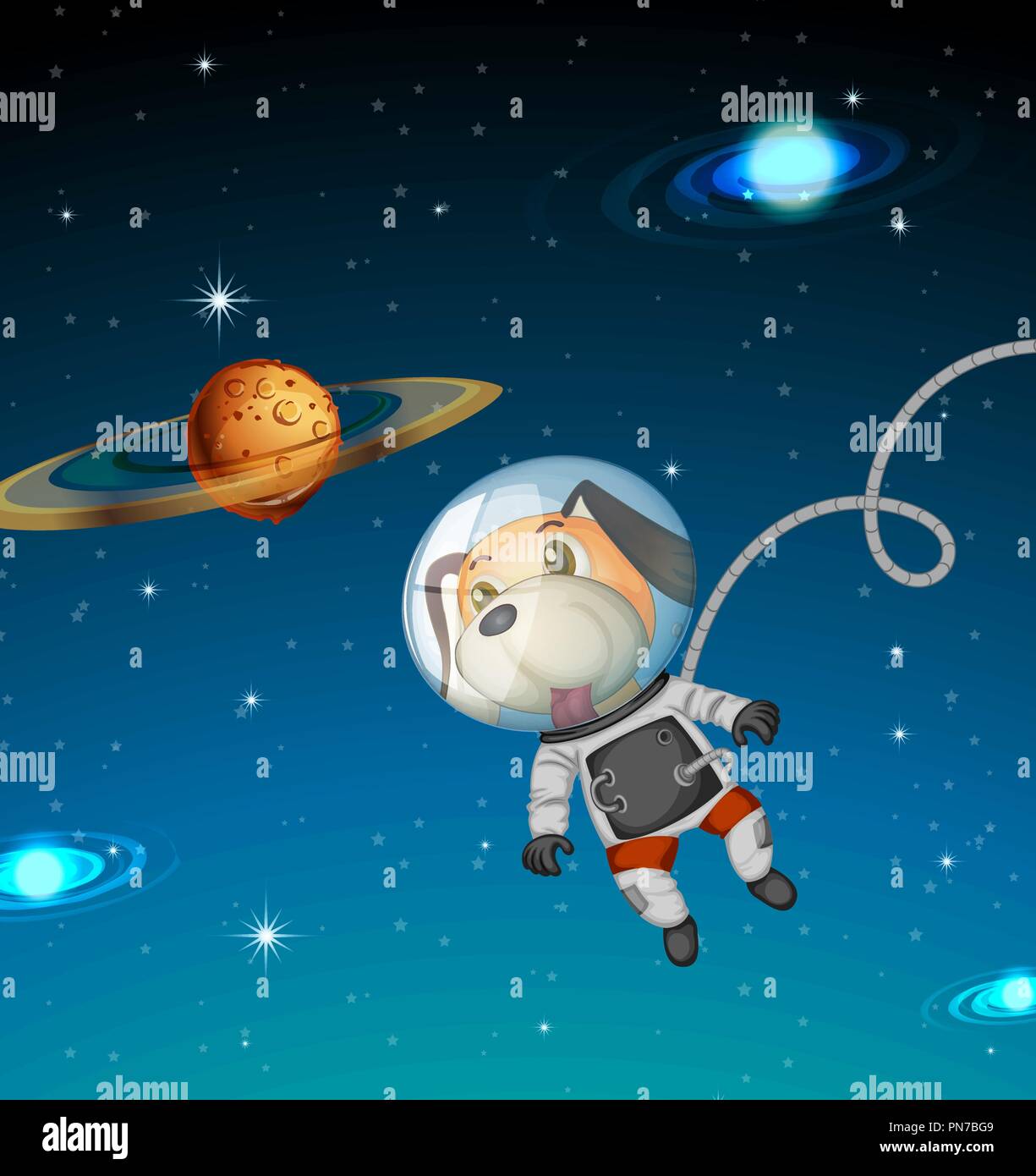 Dog astronaut exploring space illustration Stock Vector Image & Art - Alamy