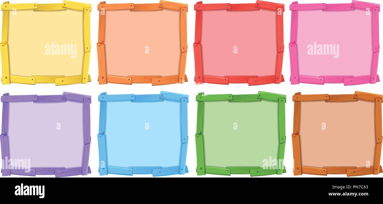 A set of different color of wooden frame illustration Stock Vector ...