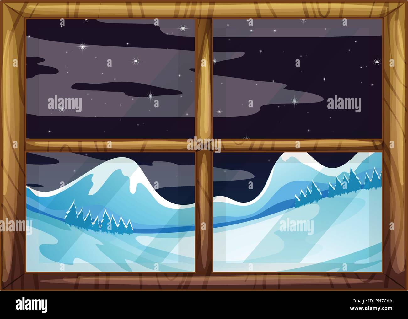 Winter window view snow Stock Vector Images - Alamy