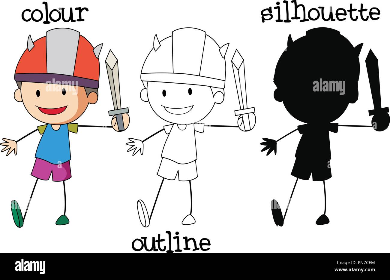 Set of boy holding sword illustration Stock Vector Image & Art - Alamy