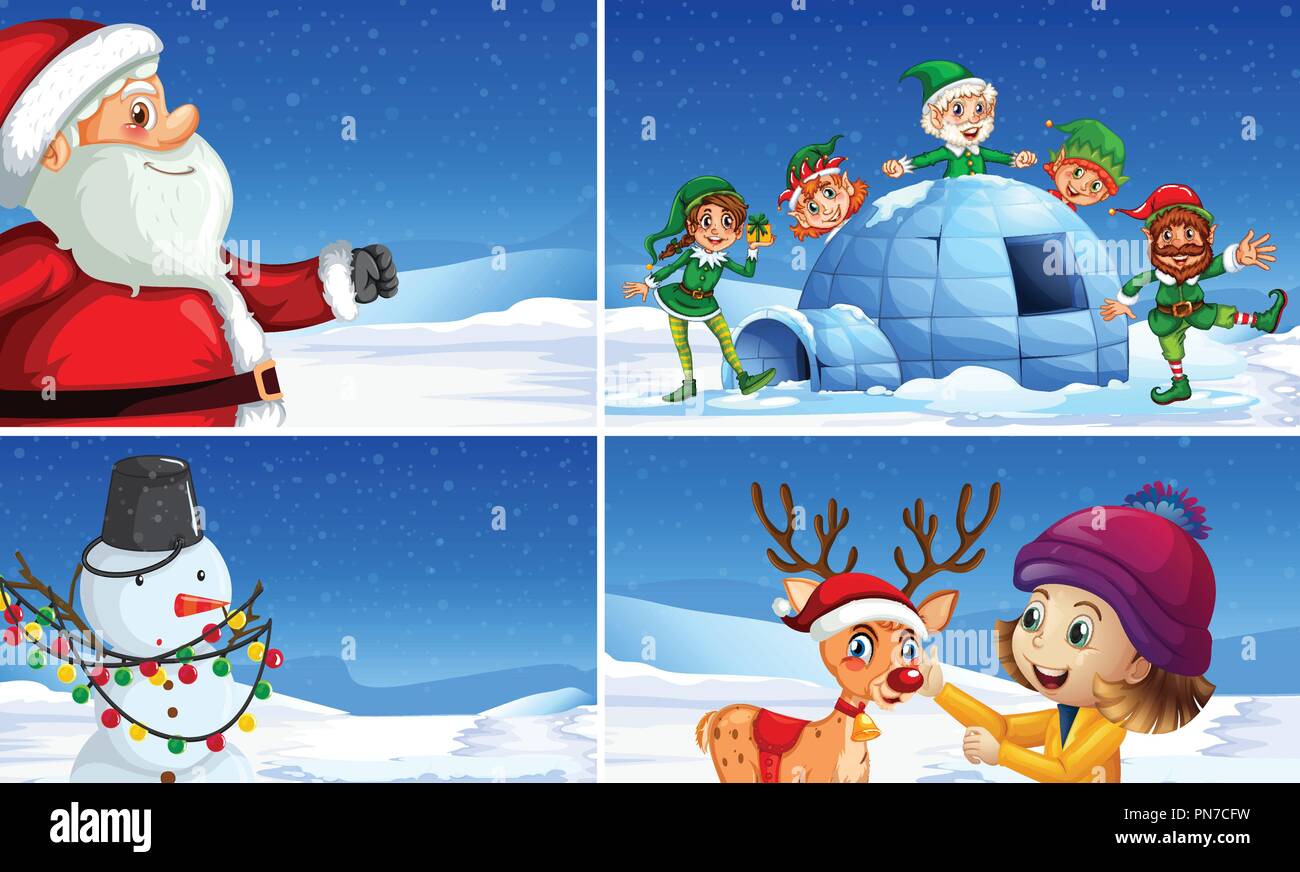 Traditional winter scenes art Stock Vector Images - Alamy