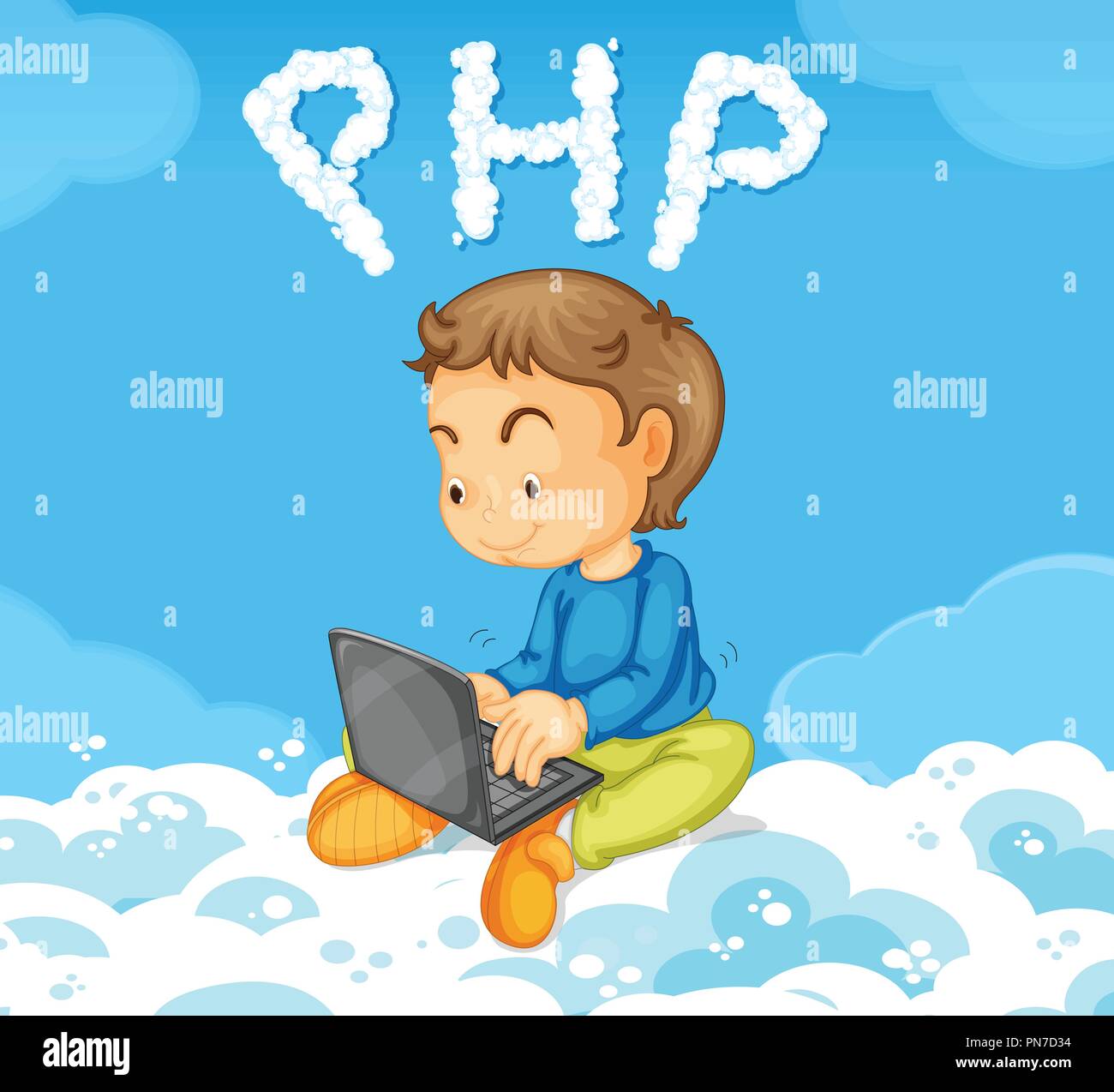 A boy coding PHP on cloud illustration Stock Vector Image & Art - Alamy