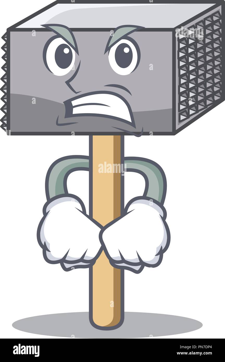 Angry wooden meat hammer cartoon for kitchen utensil Stock Vector Image ...