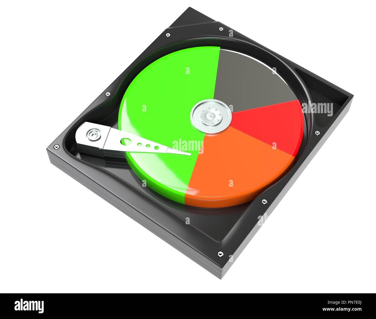 Hard disk drive inside with free and data diagram 3d render Stock Photo ...