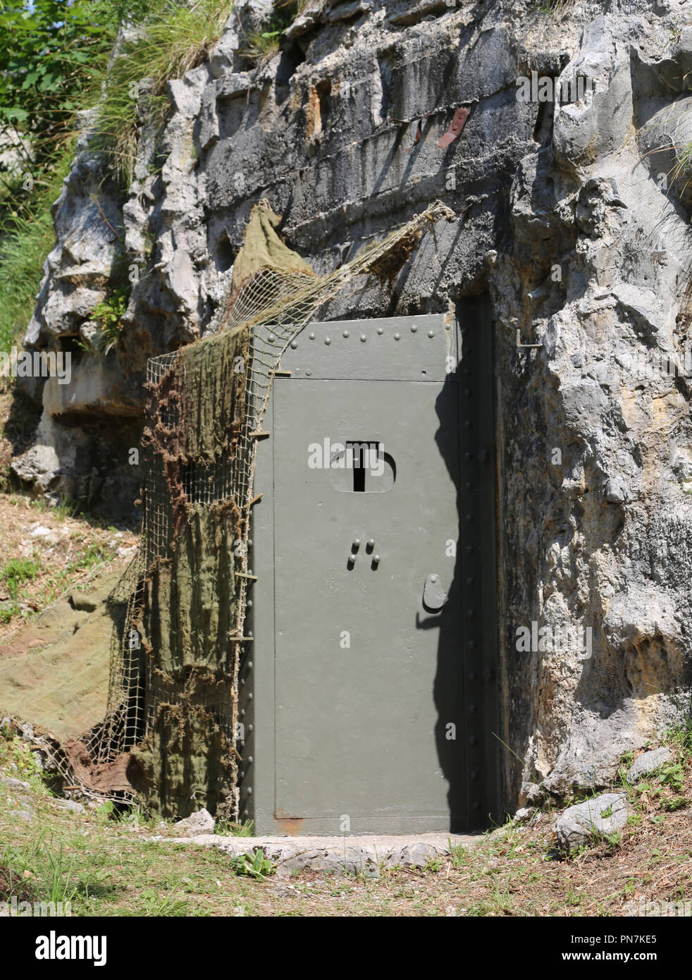 massive camouflage metal door of a bunker of WWII soldiers Stock Photo ...
