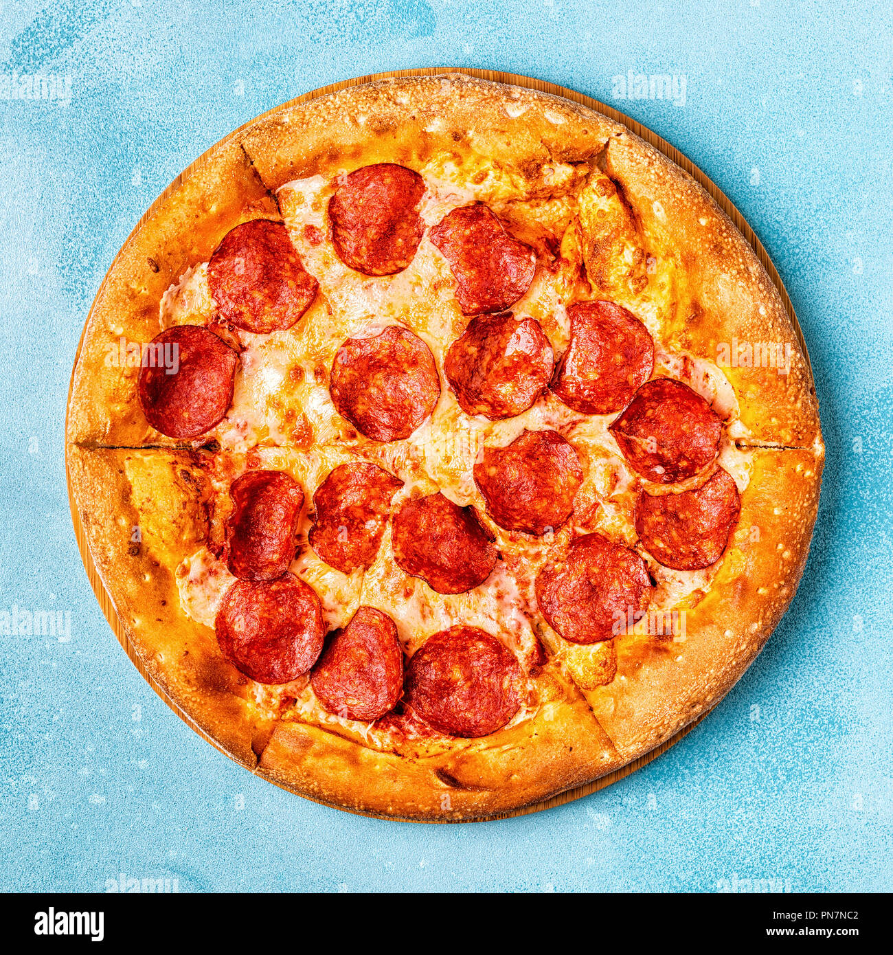 Pepperoni Pizza, top view Stock Photo - Alamy