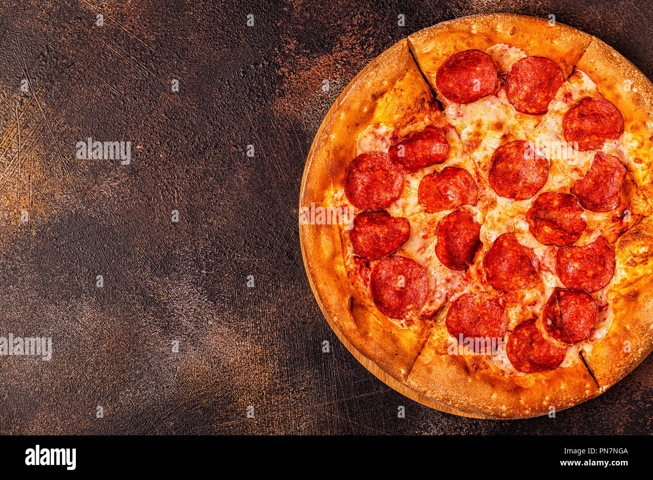 Pepperoni Pizza, top view Stock Photo - Alamy