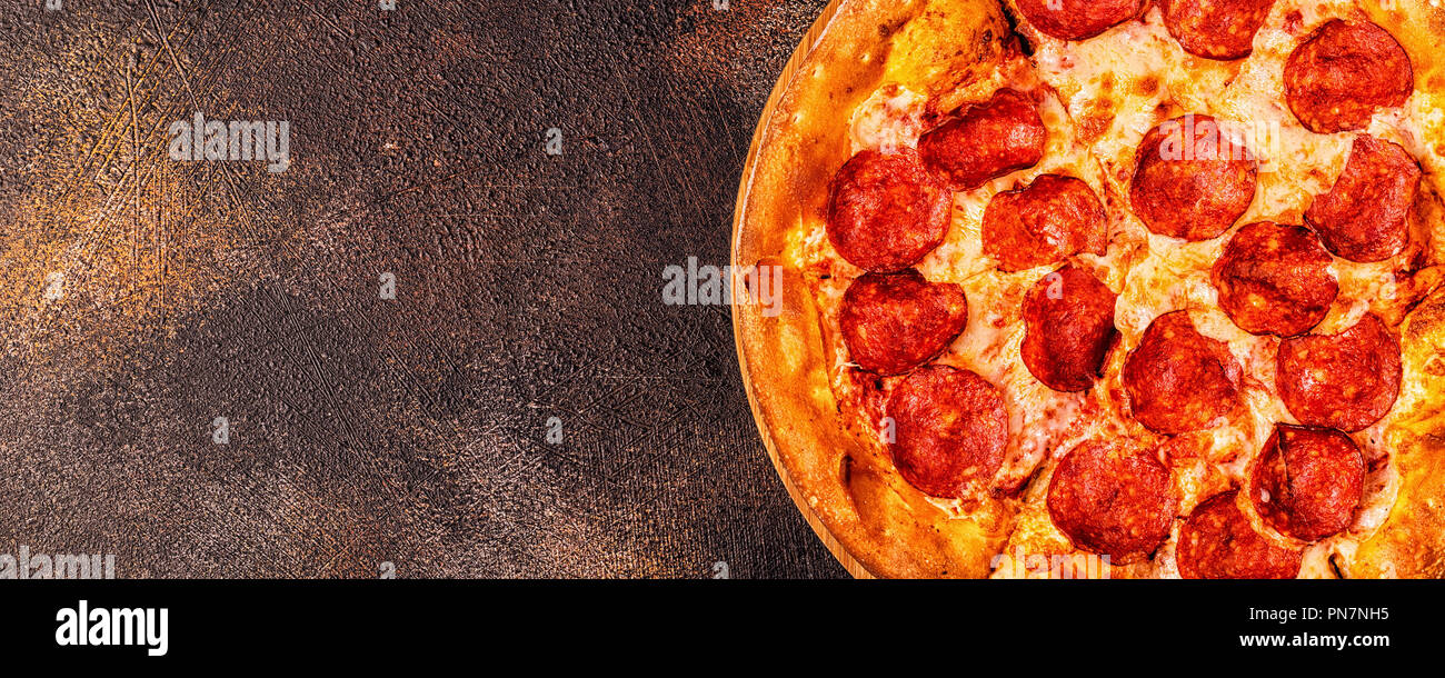 Pepperoni Pizza, top view Stock Photo - Alamy