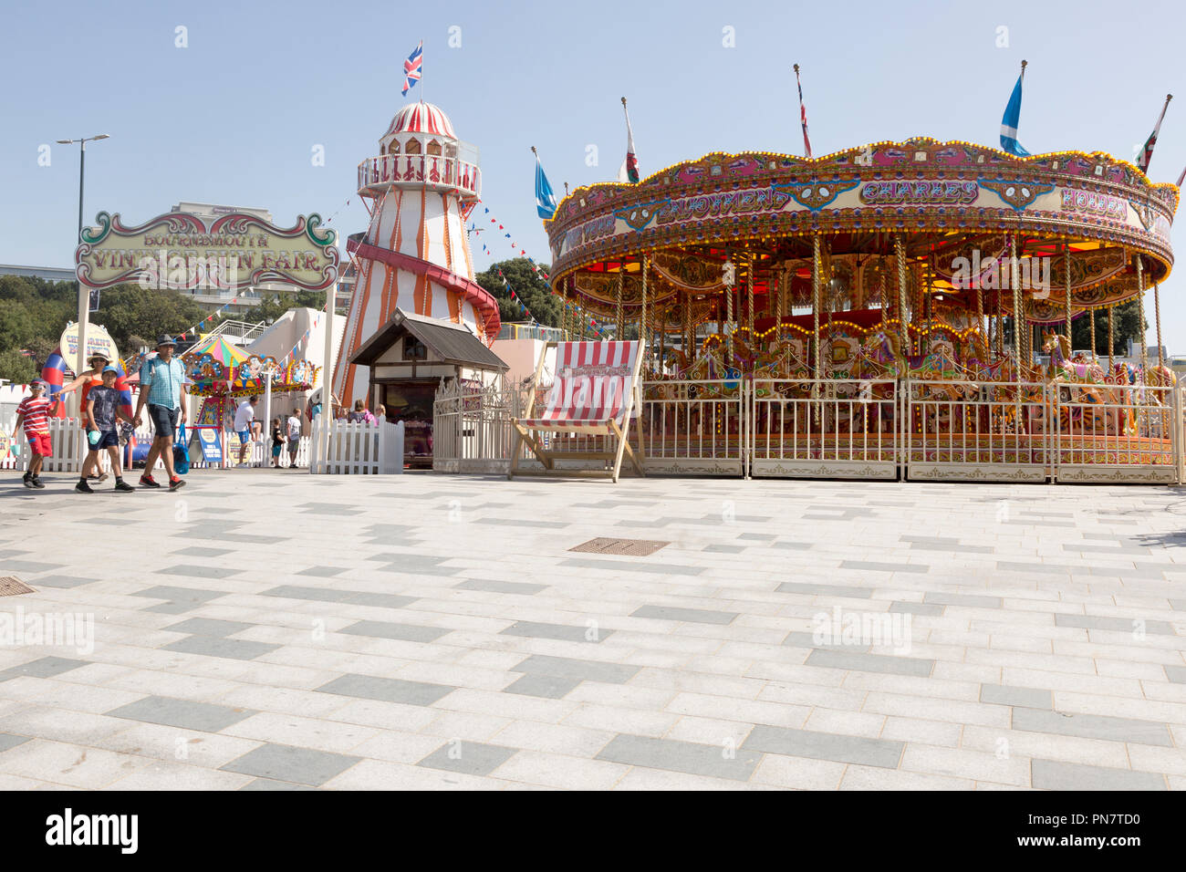 Traditional vintage fairground rides, Pier Approach, Bournemouth ...