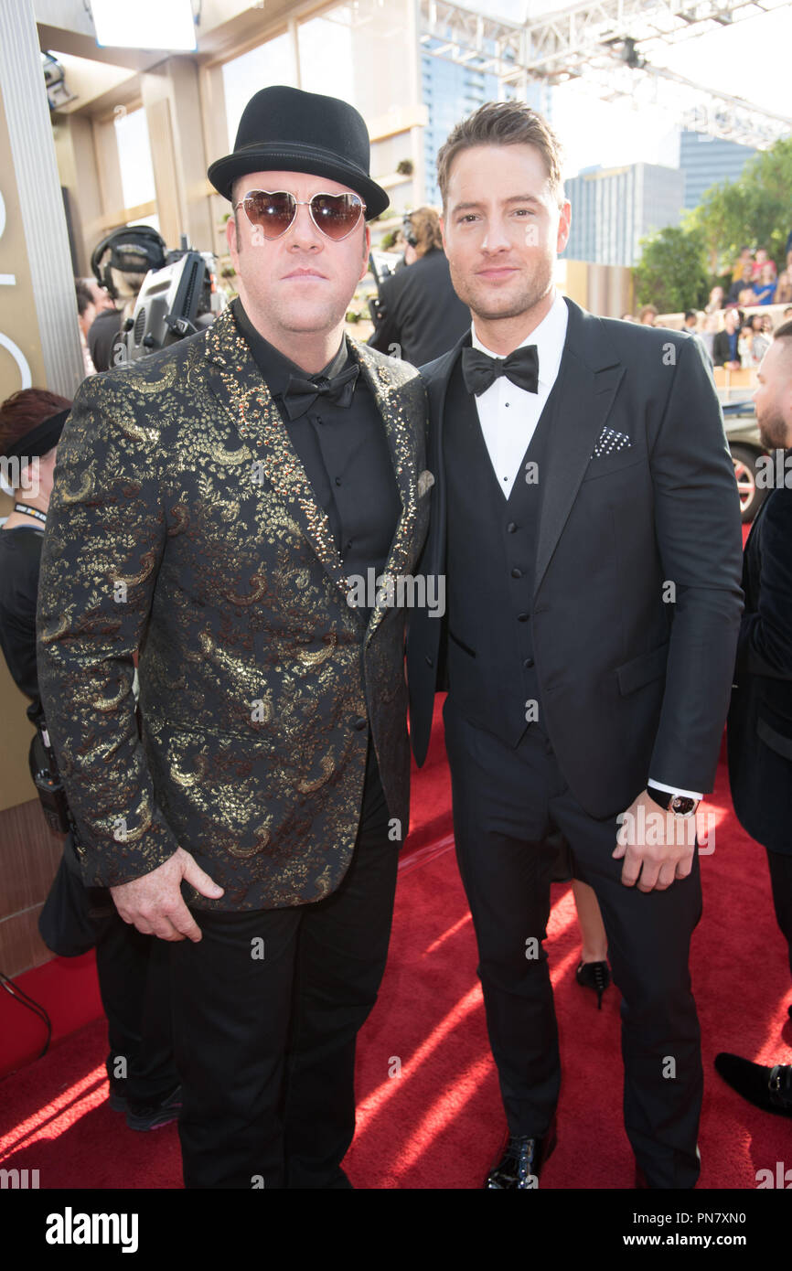 Chris Sullivan and Justin Hartley attend the 74th Annual Golden Globes ...